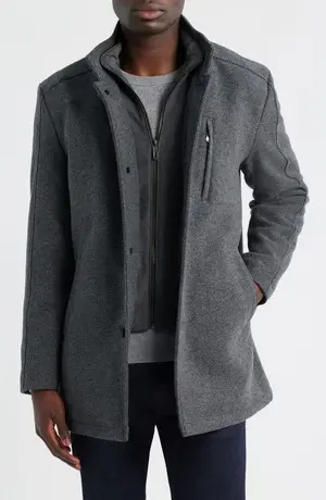 Johnston & Murphy Upton Wool-blend Car Coat With Removable Bib