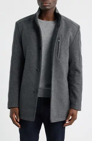 Johnston & Murphy Upton Wool-blend Car Coat With Removable Bib