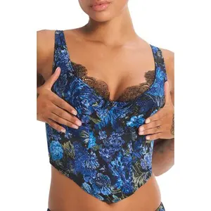 SAVAGE X FENTY Floral Rush Bustier - Black Caviar Tapestry Print