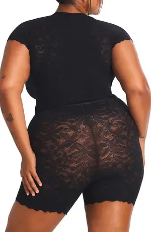 SAVAGE X FENTY Lacy Dreams Pajama Shorts - Black Caviar