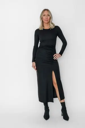 WEST OF Ruched Midi Dress