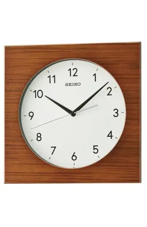 SEIKO Square Zebra Wood Wall Clock - Brown