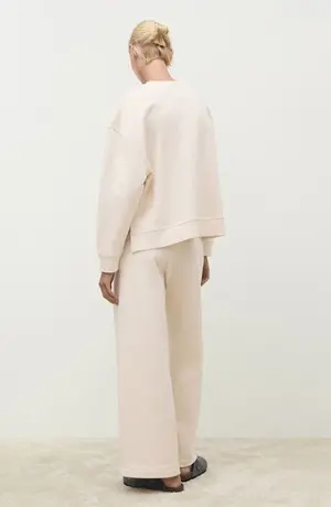 Mango Cotton Blend Wide Leg Lounge Pants - Vanilla