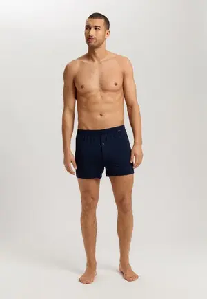 Hanro Casuals Single Jersey Boxers With Button Fly - Deep Navy