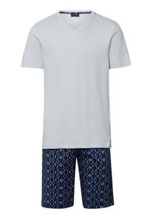Hanro Night And Day Cotton Pajama Set - Blue Diamonds