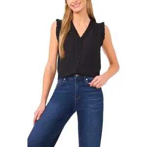 CECE DUPRAZ Frill Detail Sleeveless Georgette Top
