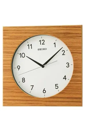 SEIKO Square Zebra Wood Wall Clock - Light Brown