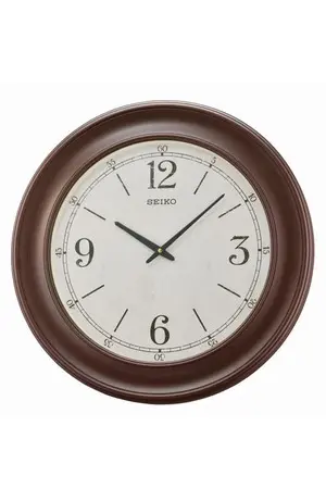 SEIKO Large Wide Frame Wall Clock - Brown