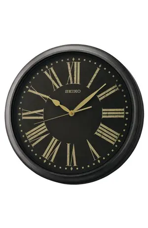 SEIKO Splash Resistant Outdoor Wall Clock - Black