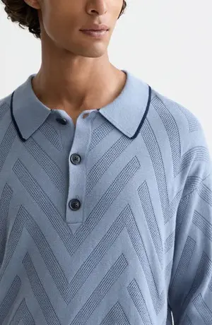 Scotch & Soda Structured Long Sleeve Polo - Infinity