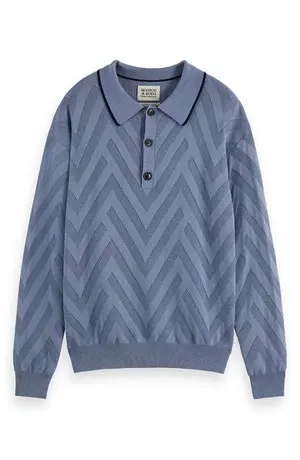 Scotch & Soda Structured Long Sleeve Polo - Infinity