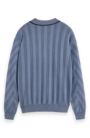 Scotch & Soda Structured Long Sleeve Polo - Infinity