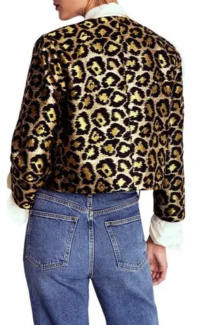 Boden Metallic Leopard Crop Jacket