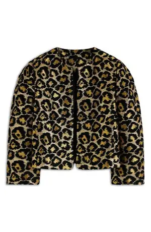 Boden Metallic Leopard Crop Jacket