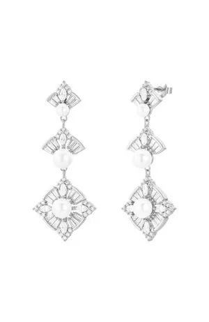UNTAMED PETALS Margaux Pearl Drop Earrings - Silver