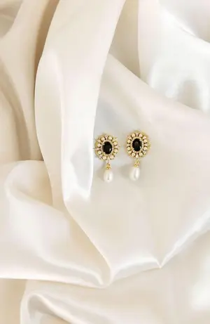 UNTAMED PETALS Gilded Pearl Drop Earrings
