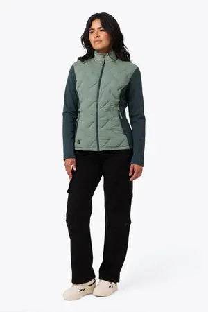 MOBILE WARMING Aria Natural Down Hybrid Heated Jacket - Sage/olive