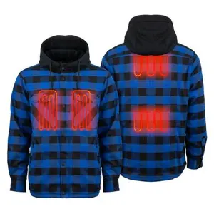 MOBILE WARMING Flannel Heated Hooded Jacket - Blue
