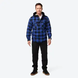 MOBILE WARMING Flannel Heated Hooded Jacket - Blue