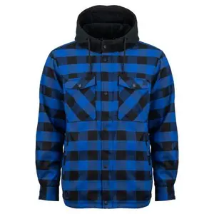 MOBILE WARMING Flannel Heated Hooded Jacket - Blue