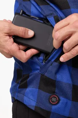 MOBILE WARMING Flannel Heated Hooded Jacket - Blue