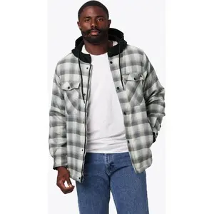 MOBILE WARMING Flannel Heated Hooded Jacket - Grey