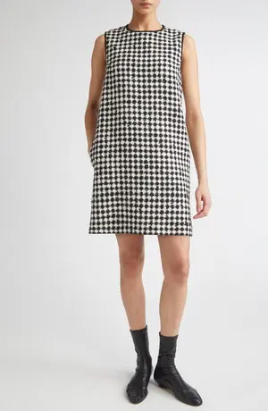 Max Mara Houndstooth Tweed Shift Dress