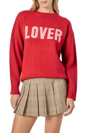 English Factory Relaxed Fit Statement Sweater - Red/pink