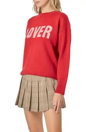 English Factory Relaxed Fit Statement Sweater - Red/pink