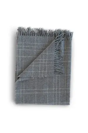 EVANGELINE Patterned Merino Throws - Check Graphite