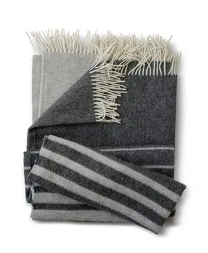 EVANGELINE Patterned Merino Throws - Ombré Graphite