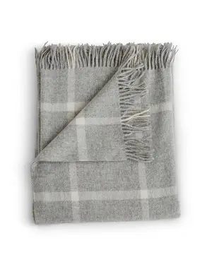 EVANGELINE Patterned Merino Throws Windowpane Fog