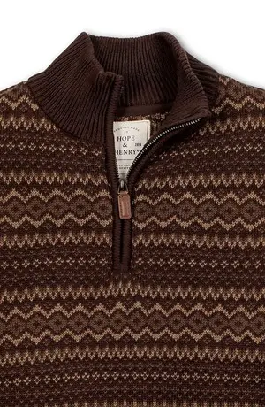 HOPE & HENRY Organic Half Zip Intarsia Pullover Sweater