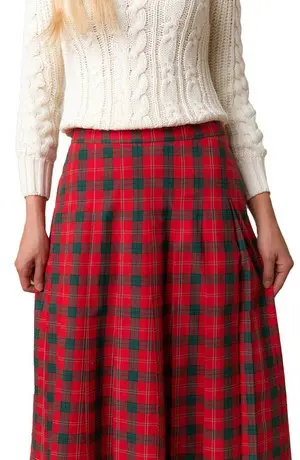 HOPE & HENRY Organic Pleated Midi Skirt