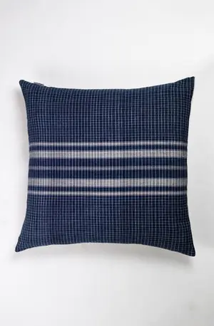ARCHIVE NEW YORK Vintage Indigo Denim Gingham Pillow - Blue