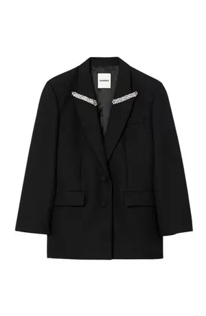 Sandro Tuxedo Jacket With Rhinestone Collar