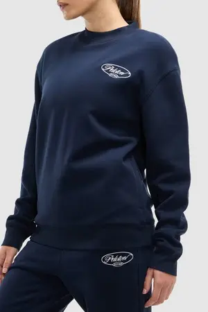 PELOTON Soft Fleece Mock Neck Sweatshirt - Deep Navy