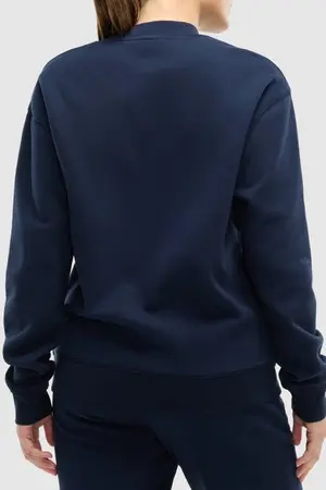 PELOTON Soft Fleece Mock Neck Sweatshirt - Deep Navy