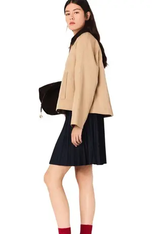 Maje Jacket With Removable Collar - Camel