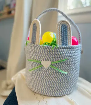 RAMUS & CO Bunny Rope Spring Basket - Blue