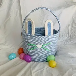 RAMUS & CO Bunny Rope Spring Basket - Blue