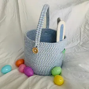 RAMUS & CO Bunny Rope Spring Basket - Blue