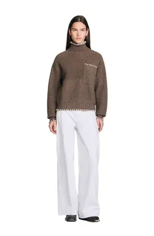 Sandro Oversized Turtleneck Fine Knit Sweater