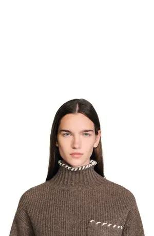 Sandro Oversized Turtleneck Fine Knit Sweater