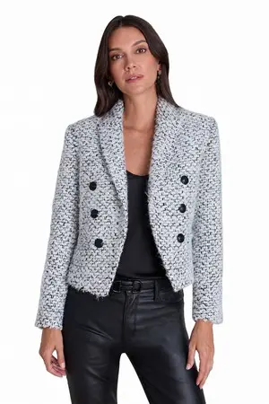 THE NOLI SHOP Gabrielle Double Breasted Blazer - Grey Multi