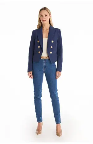 THE NOLI SHOP Gabrielle Double Breasted Blazer - Navy