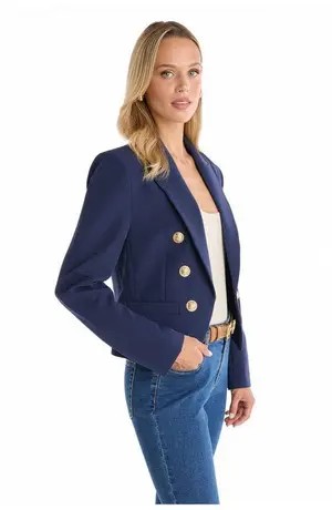 THE NOLI SHOP Gabrielle Double Breasted Blazer - Navy