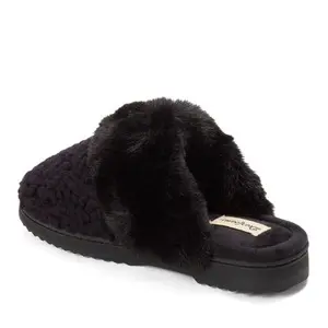 DEARFOAMS Knit Scuff Slipper - Black Solid