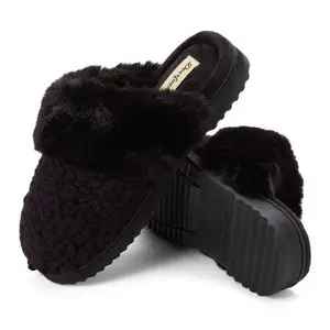 DEARFOAMS Knit Scuff Slipper - Black Solid