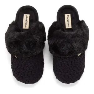 DEARFOAMS Knit Scuff Slipper - Black Solid